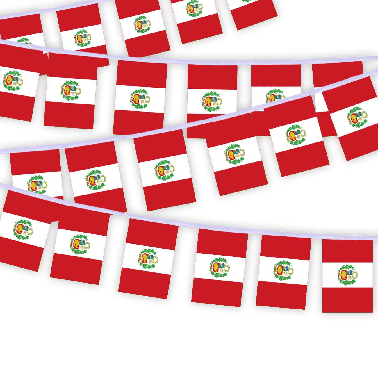 30 PCS Peru Flag String,32 FT Peruvians Bunting,Decoration Banner for ...
