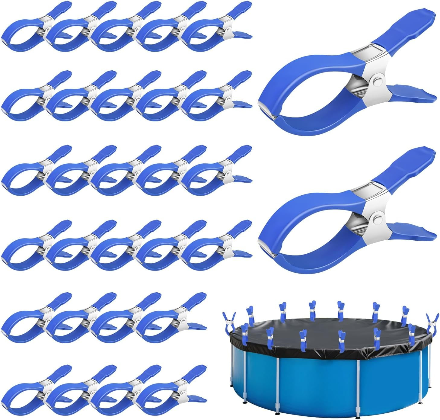 30 PCS Pool Cover Clips for Above Ground Pools,5.1 Inch Stainless Steel ...