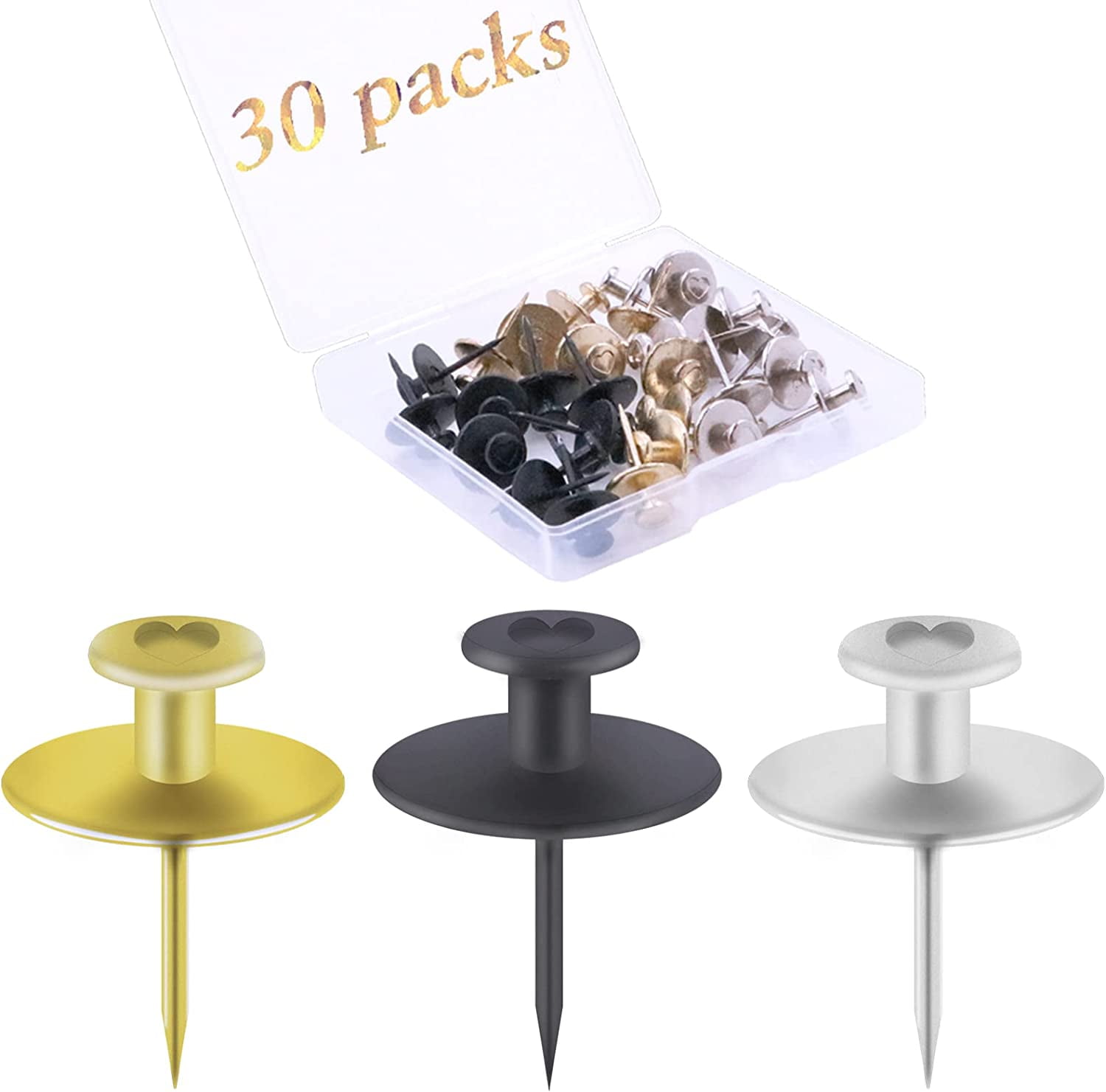 30 PCS Push Pins Picture Hanger Hooks, Double Headed Nails Push Pin ...