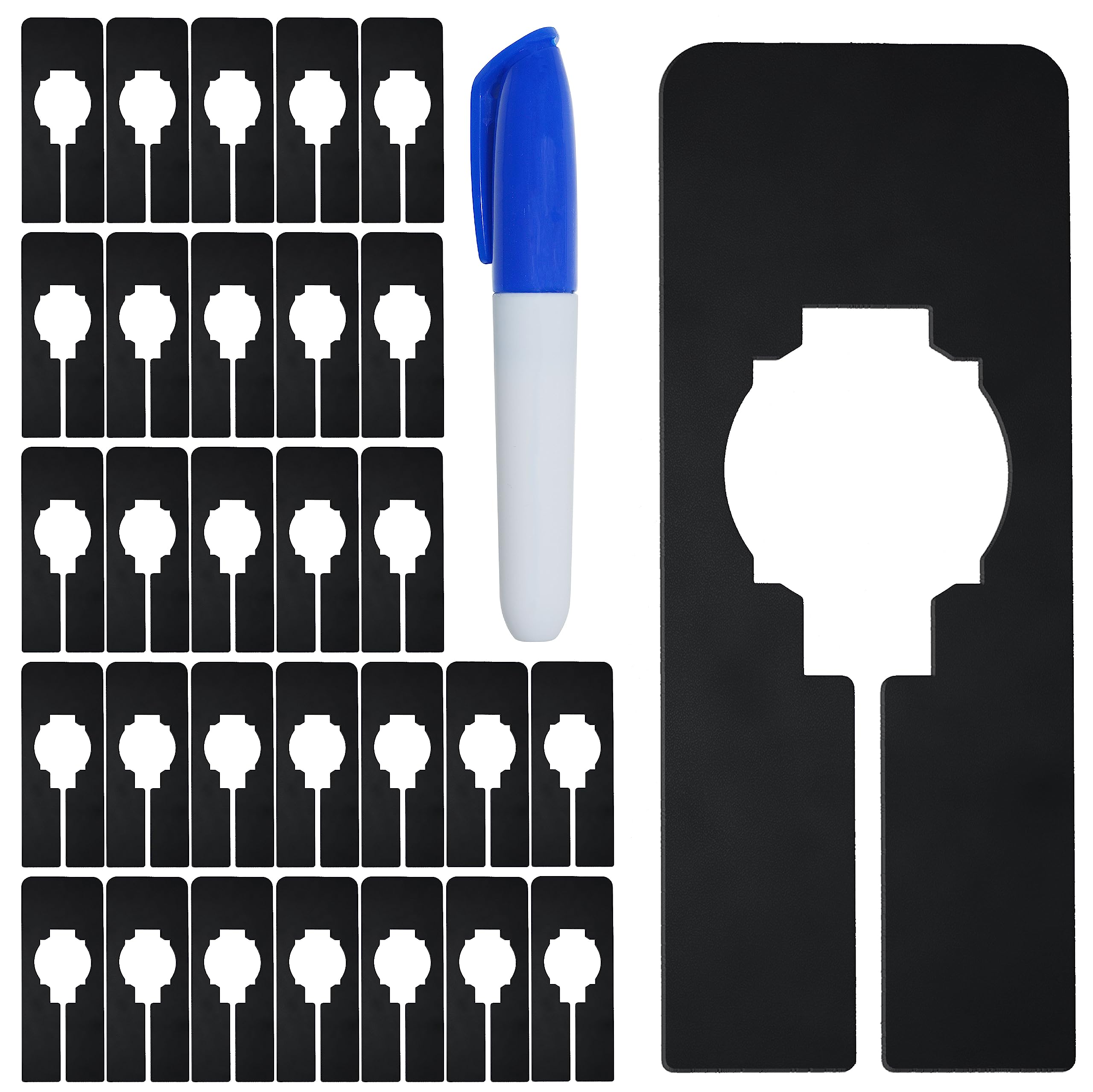 30 PCS Rectangular Closet Dividers with a Bonus Marker, Black Plastic ...