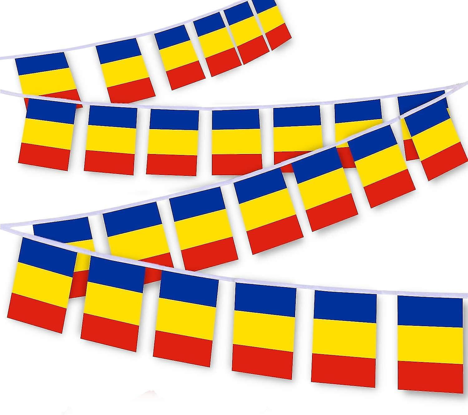30 PCS Romania Flag String,32 FT Romanian Bunting,Decoration Banner for ...