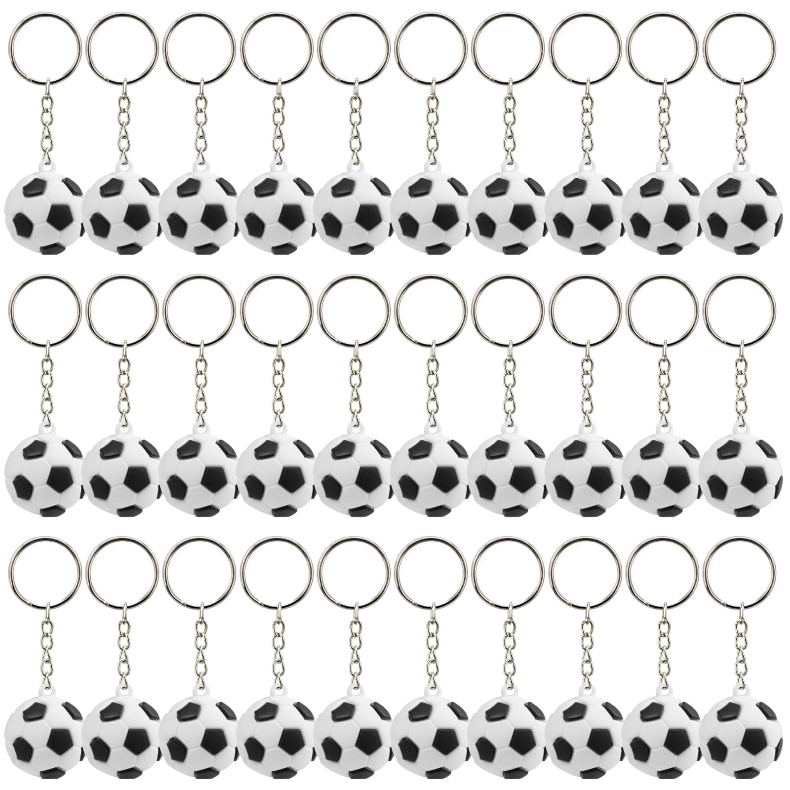 30 Pcs Soccer Ball Keychains - Soft Rubber Mini Football Key Rings with ...