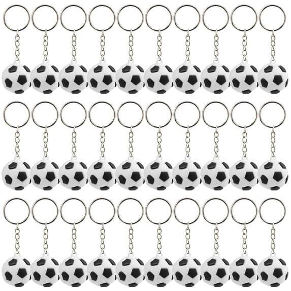 30 Pcs Soccer Ball Keychains - Soft Rubber Mini Football Key Rings with ...