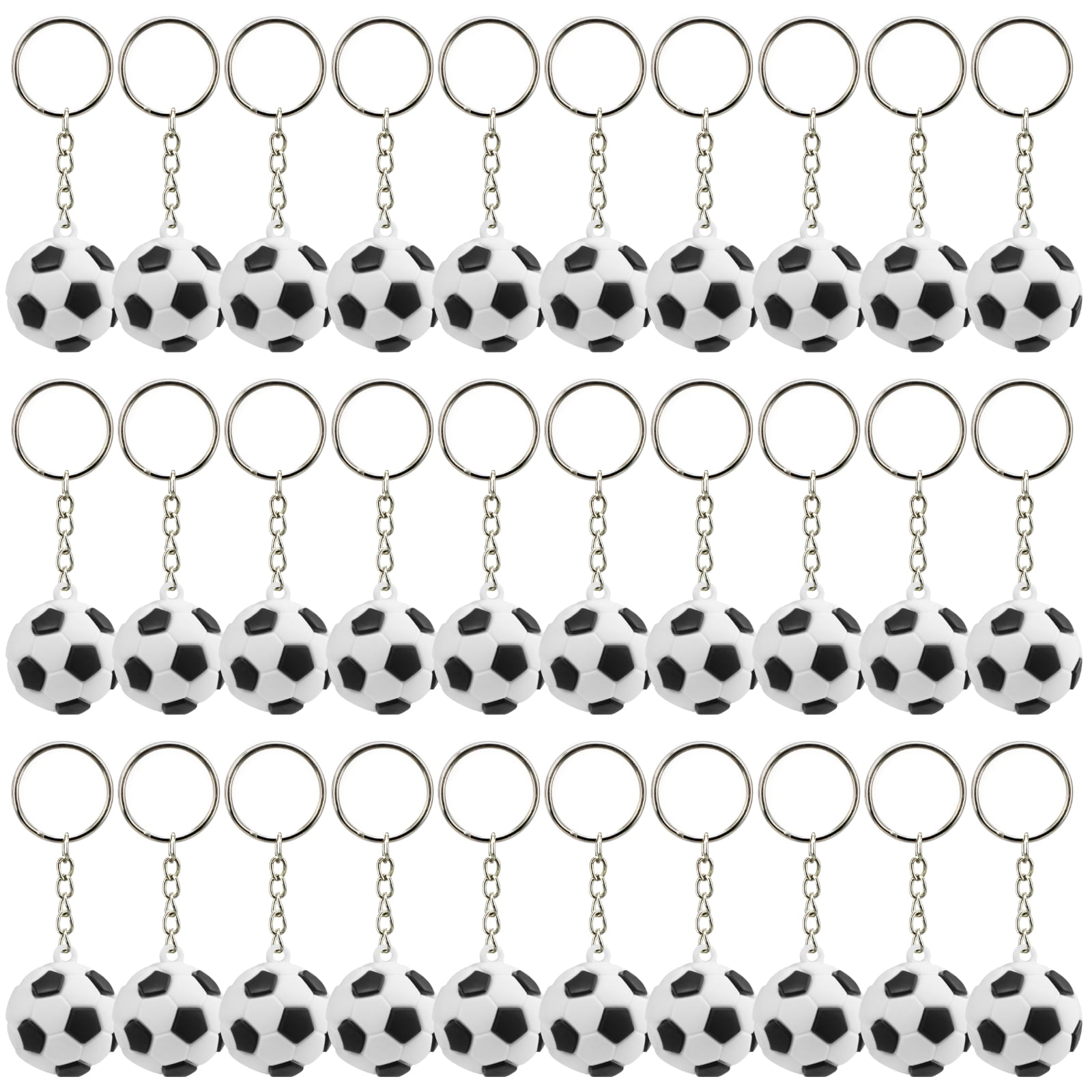 30 PCS Soccer Key Chains, Soft Rubber Mini Balls with Metal Rings, Fun ...