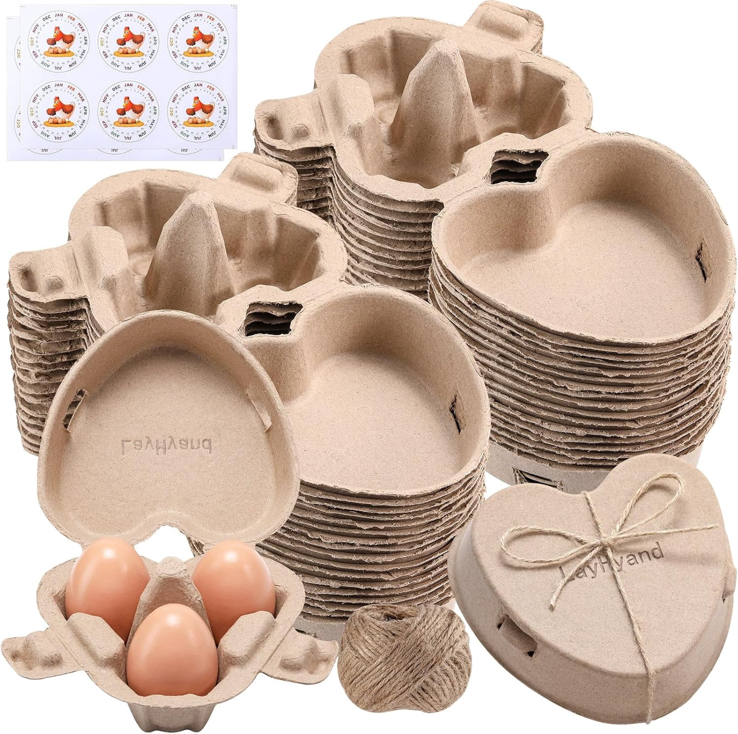 30 PCS Valentine Heart Shaped Egg Cartons with Labels, Easter Pulp ...