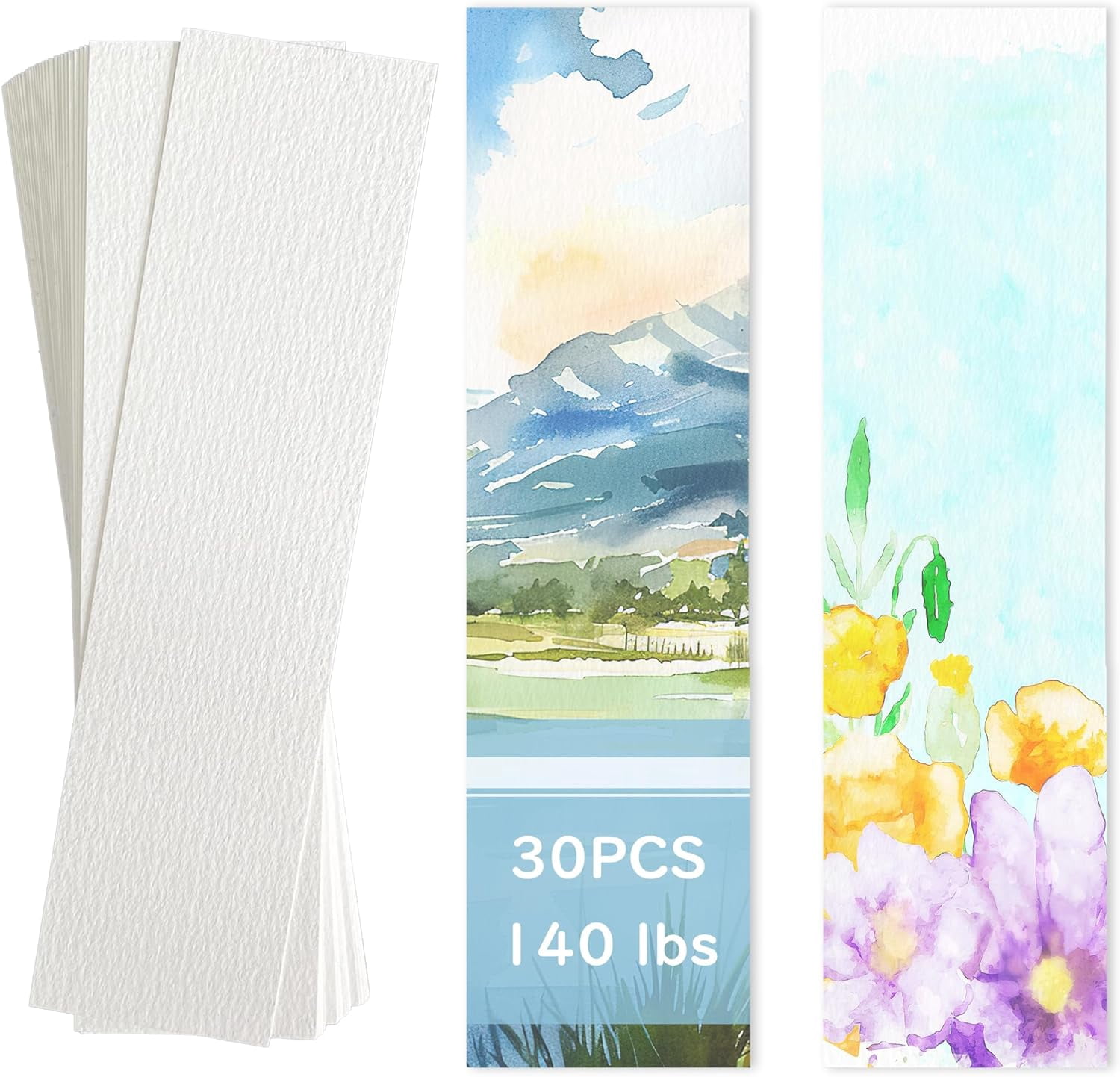 30 PCS Watercolor Paper Blank Bookmarks 1.9" x 7.8", White 140lb ...
