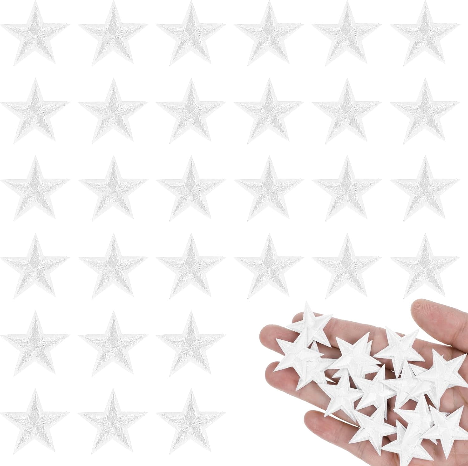 30 PCS White Star Iron on Patches, 1 Inch Star Patches Iron on, White ...