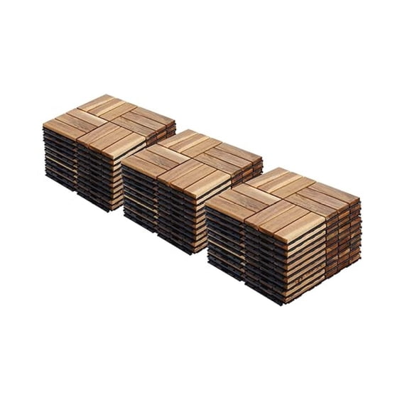 30 PCS Wood Interlocking Deck Tiles-12 X12 Waterproof Outdoor Floor All ...