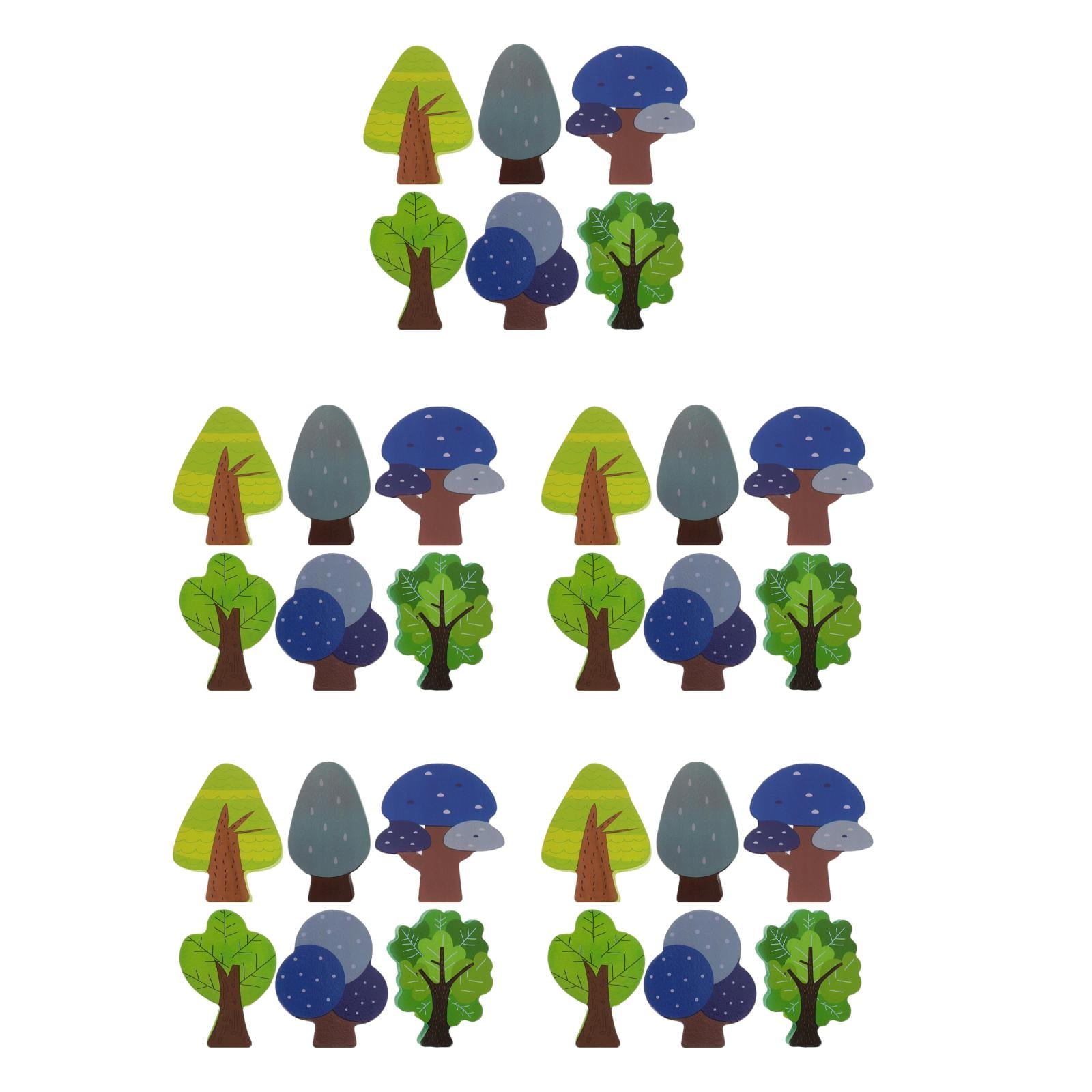 30 PCS Wooden Tree Toy Set Mini Trees Toys Wood Train Track Accessories ...