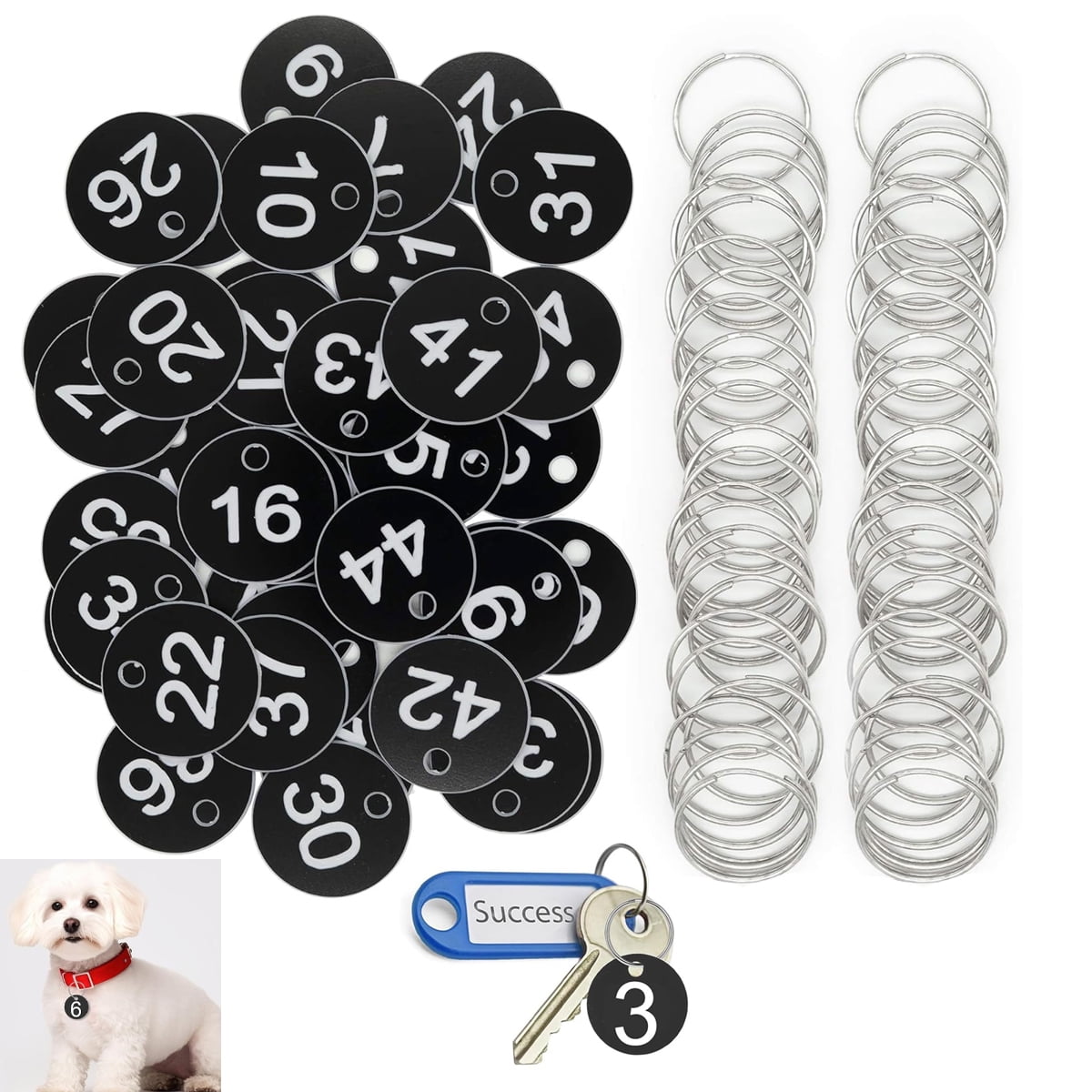 30 Pack 1-30 Plastic Numbers Tags with Key Rings,Tutuviw 1.3 inches ...