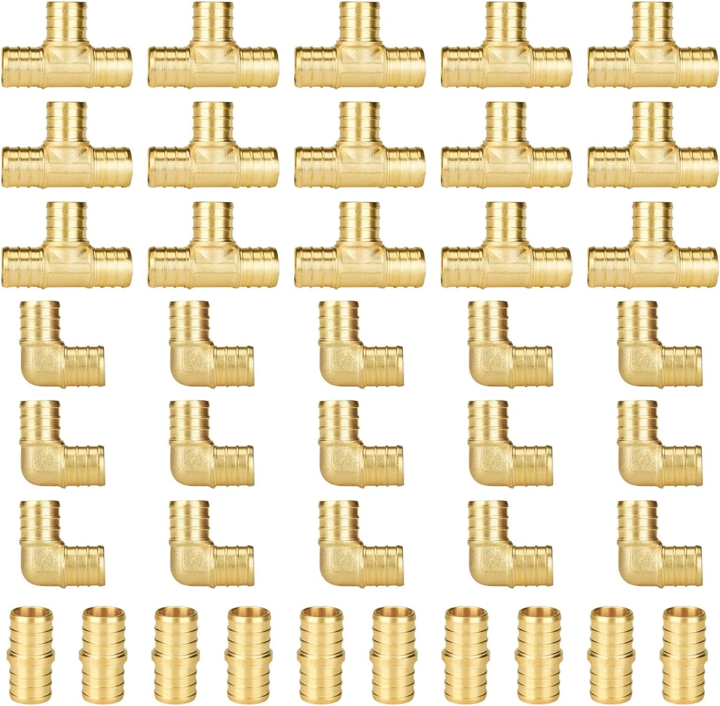 30-Pack 1 Inch PEX Fittings, 10 Each Elbow Tee Coupling, No Lead Brass, Pex Fittings 1 Inch ...