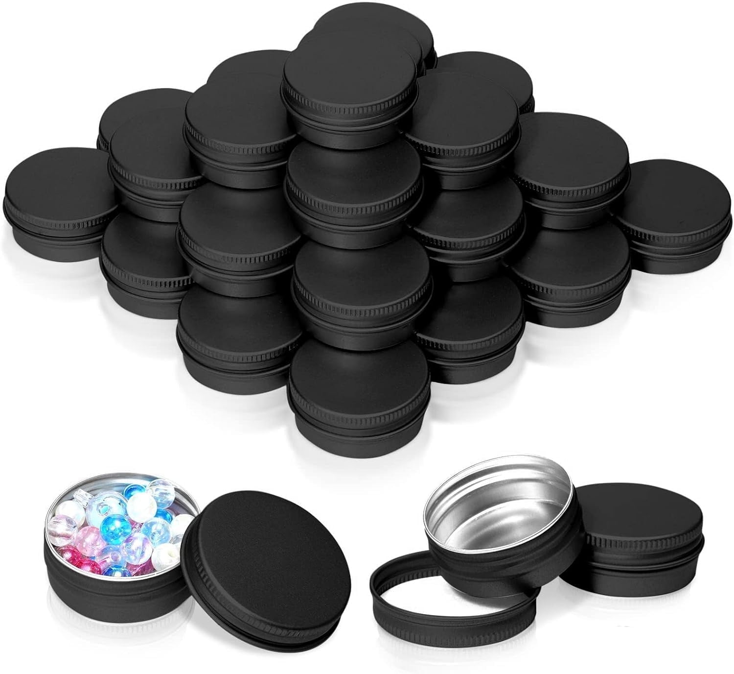 30-Pack 1 Ounce Aluminum Cans, 30ml Round Aluminum Screw Lid Tin Can ...