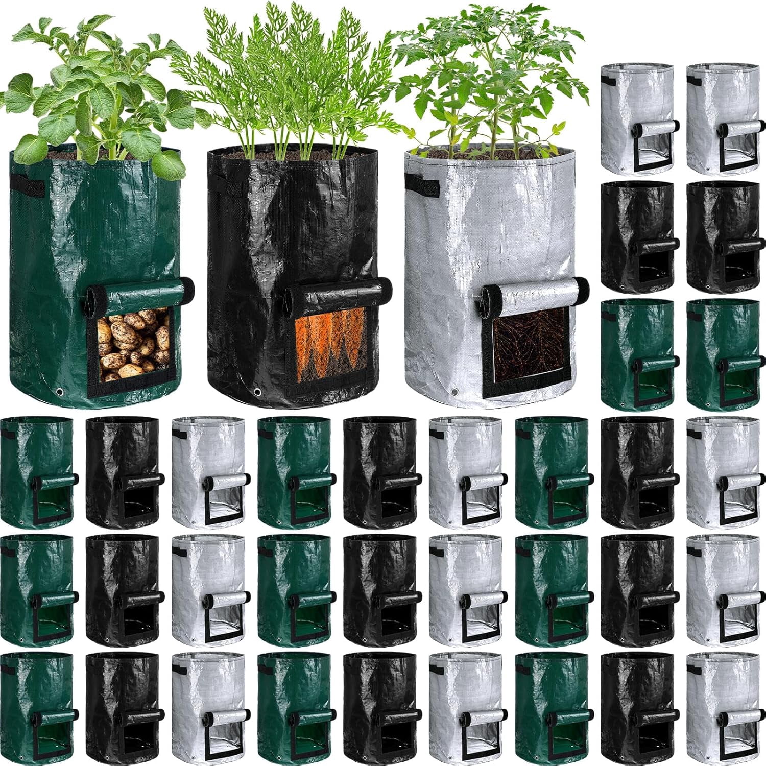 30 Pack 10 Gallon Potato Grow Bags Garden Vegetables Planter with ...