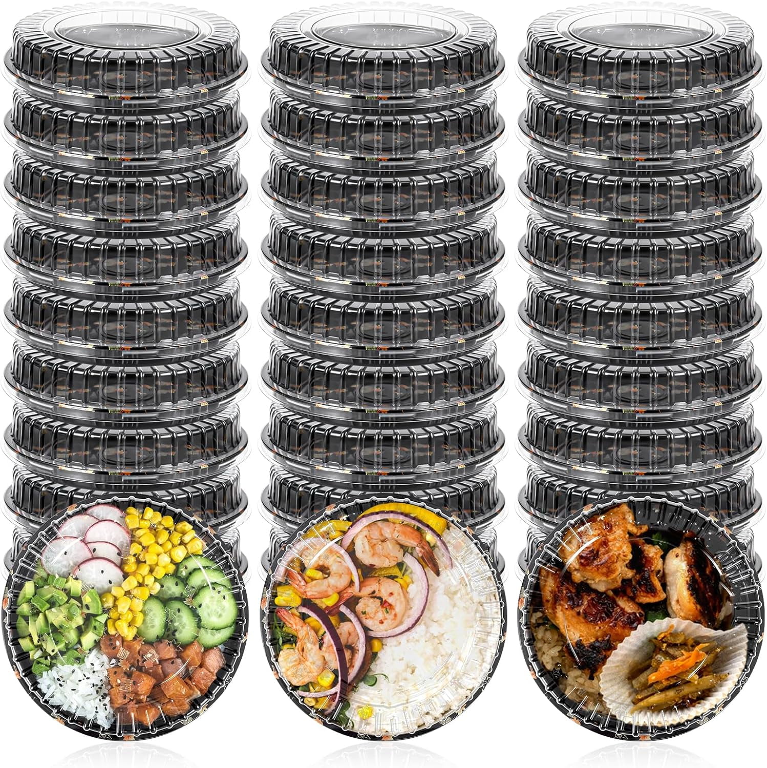 30 Pack 10 Inch Plastic Serving Tray with Lid Plastic Disposable Food ...
