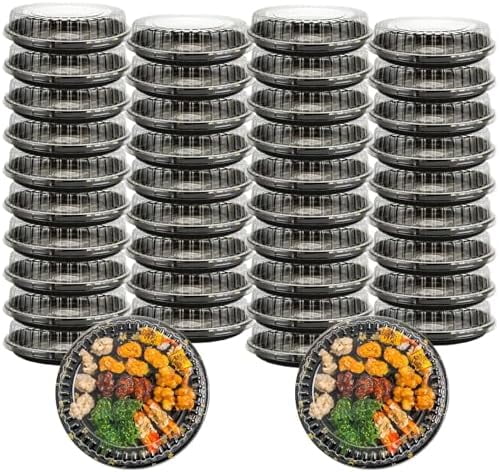 30 Pack 10 Inch Plastic Serving Tray with Lids, Catering Trays with ...