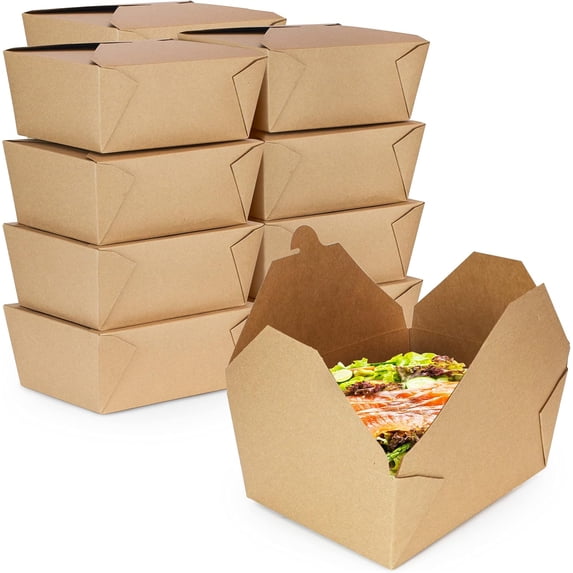 30 Pack 110 oz Disposable Take Out Containers Microwaveable Kraft Paper ...