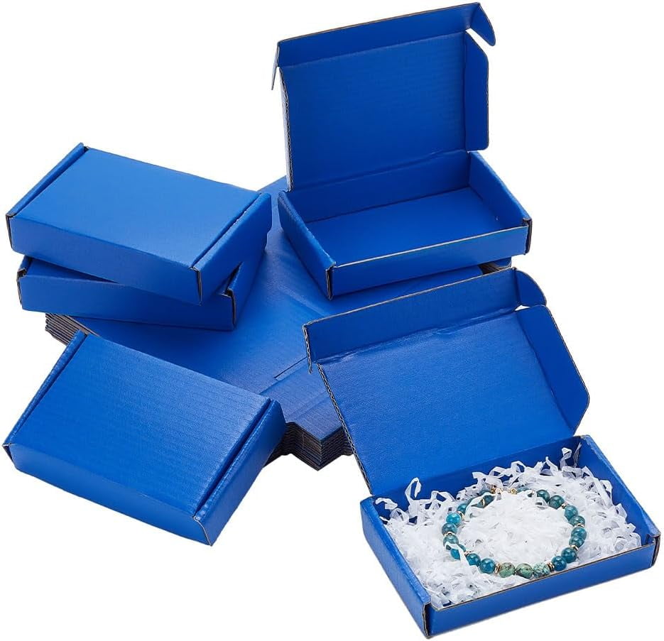 30 Pack 12.7x8.2x2.8cm Cardboard Postal Boxes Blue Gift Boxes Small ...