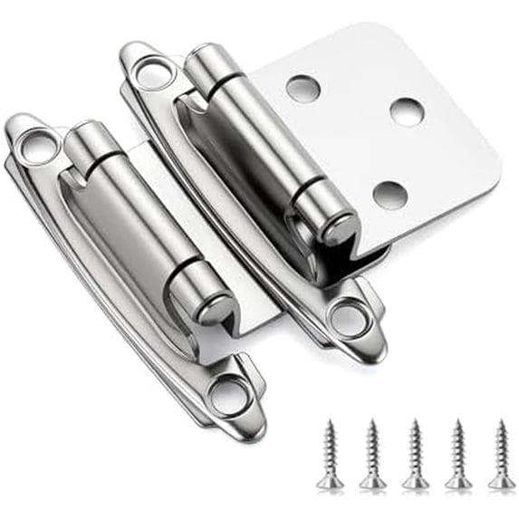 30 Pack (15 Pairs) 1/2" Overlay Cabinet Hinges, Self-Closing Semi ...