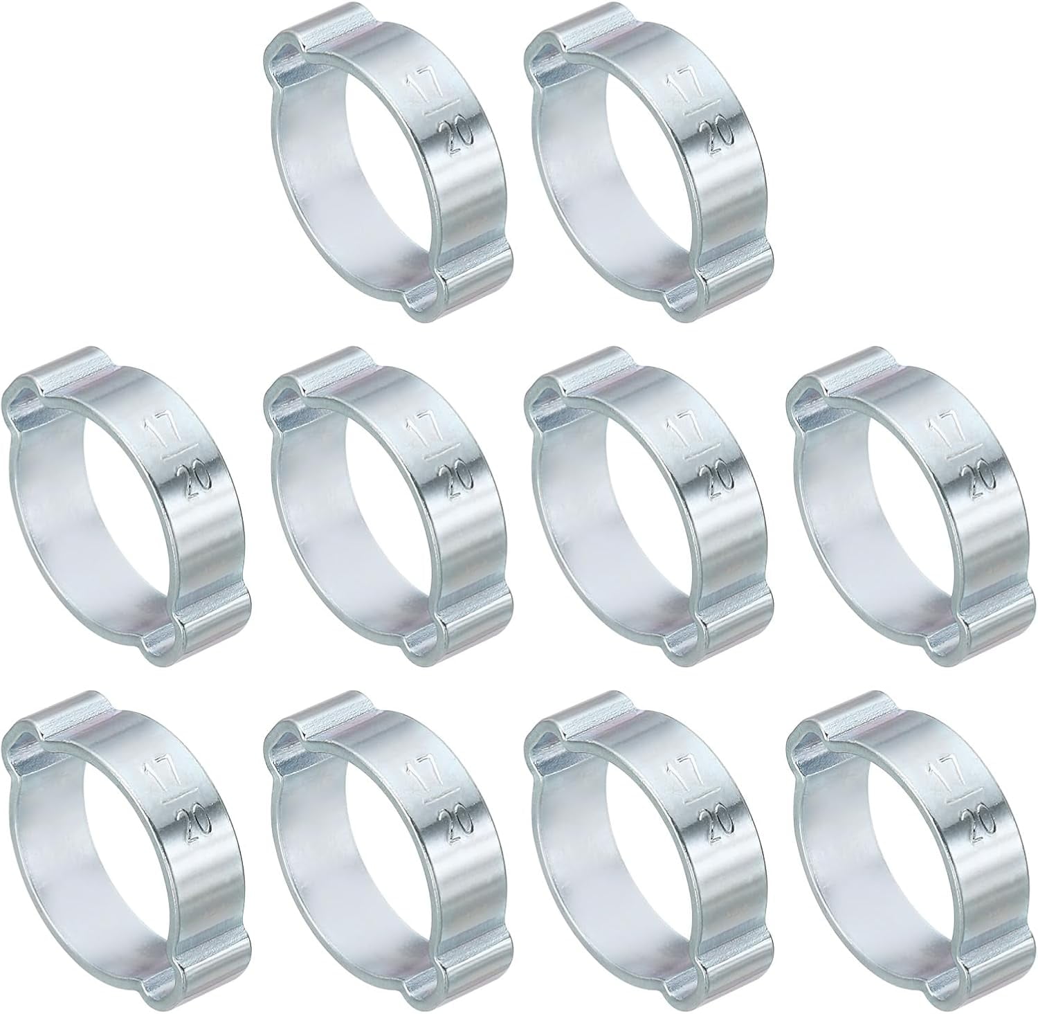 30 Pack 17-20mm Double Ear Hose Clamp, Galvanized Steel Crimp Rings for ...