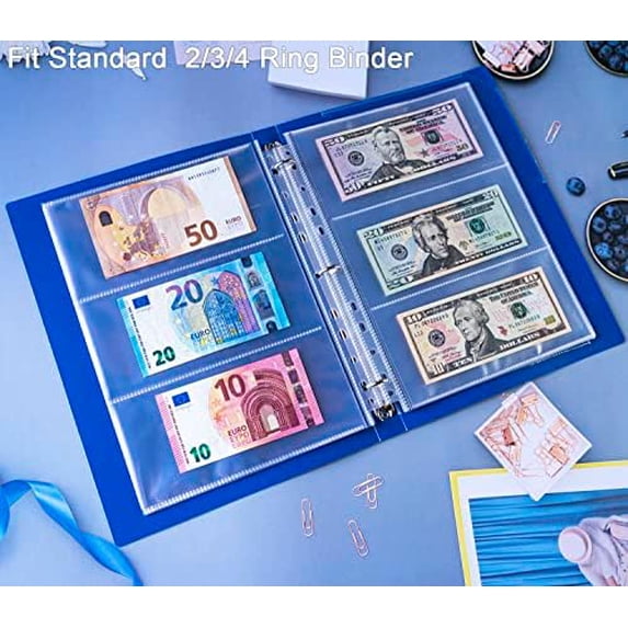 30 Pack 180 Pockets 11 Hole Currency Collection Sleeves, Cash ...