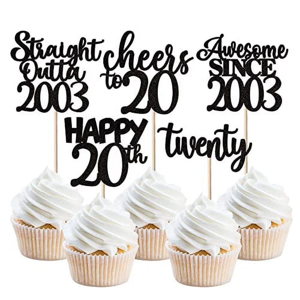 30 Pack 20th Birthday Cupcake Toppers Glitter Straight Outta 2003 Happy ...