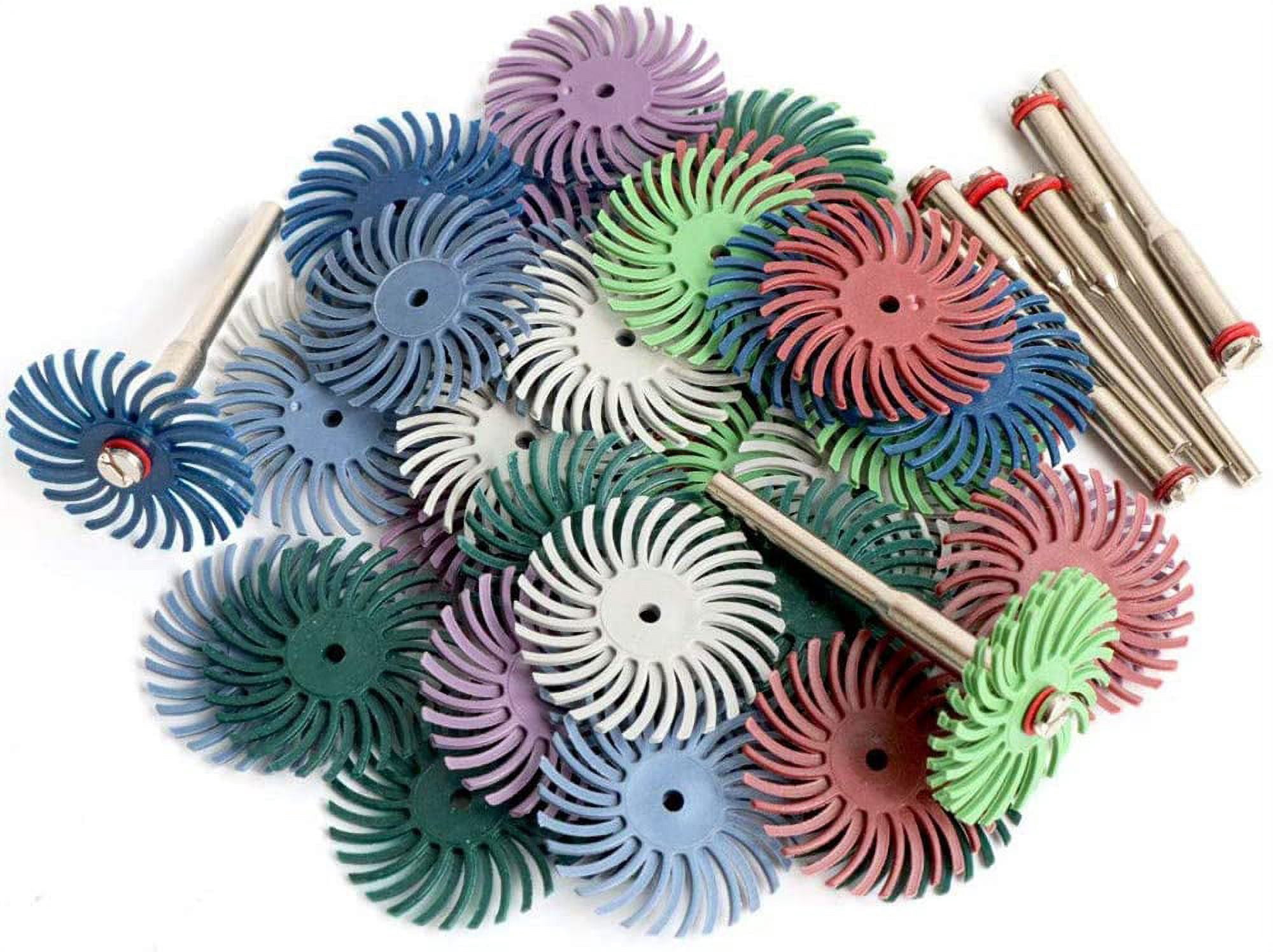 30 Pack 25mm Radial Bristle Discs with 4 Mandrels 80/120/220/600/1000 ...