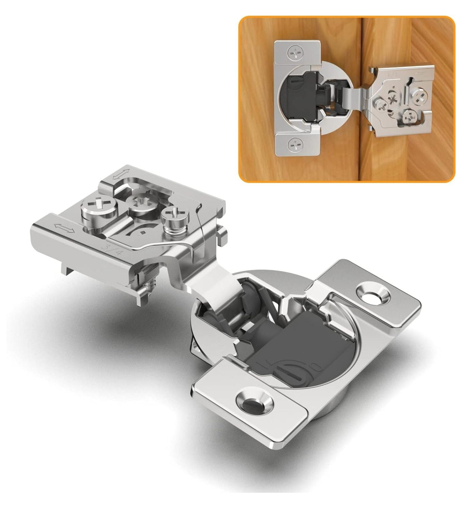 30 Pack 3/4" Overlay 4D Soft Close Concealed Hinges for Face Frame Door ...