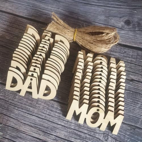 30 Pack 3 Inch Father's Day Wood DAD Crafts Unfinished Wood DAD Cutouts ...