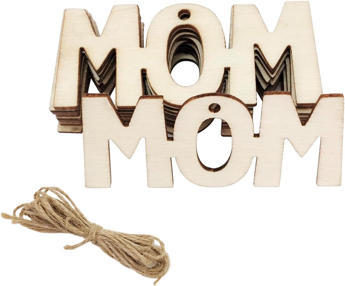 30 Pack 3 Inch Mother's Day Wood MOM Crafts Unfinished Wood MAM Cutouts ...