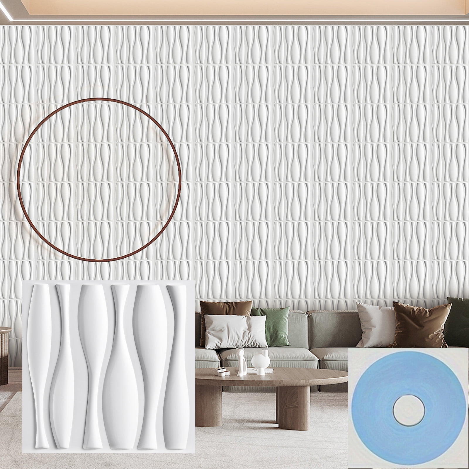 30-Pack 3D Wall Panels for Interior Wall Décor, PVC Wavy Textured ...