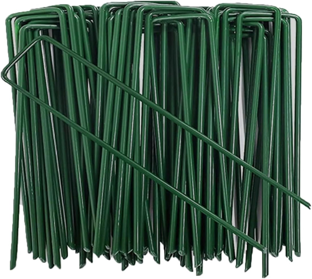 30-Pack 4 Inch 11 Gauge Green Galvanized Landscape Staples U-Shaped ...