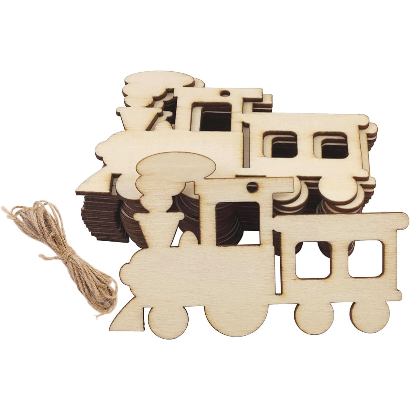 30 Pack 4 Inch Unfinished Wood Train Cutouts Crafts Wooden Train to ...
