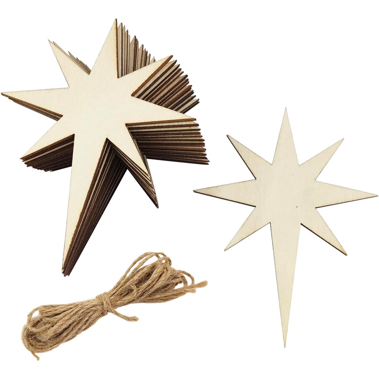 30 Pack 4 Inch Wood Bethlehem Star Cutouts Unfinished Wooden Bethlehem ...