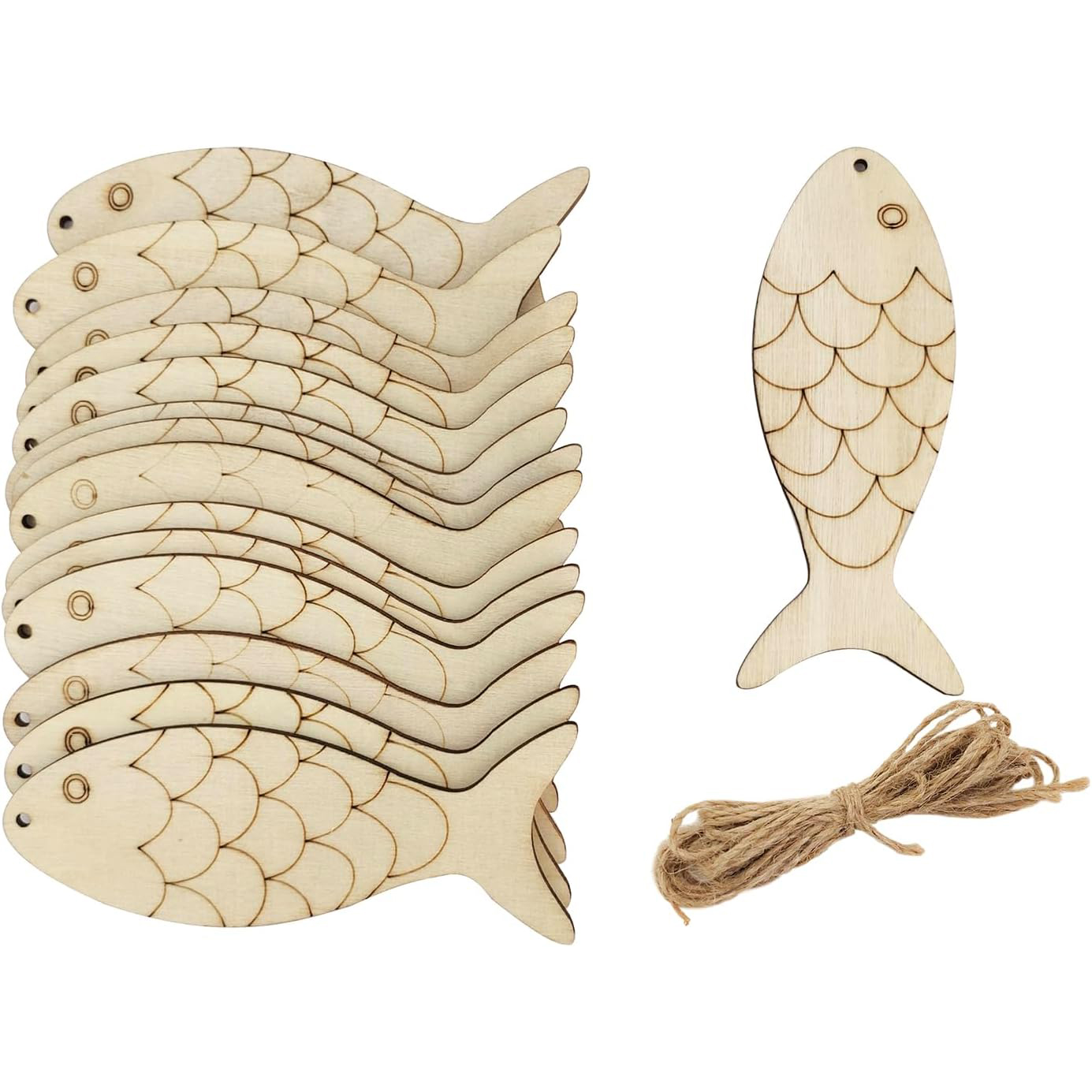 30 Pack 4 Inch Wood Fish Crafts Unfinished Wood Fish Cutouts Wooden ...