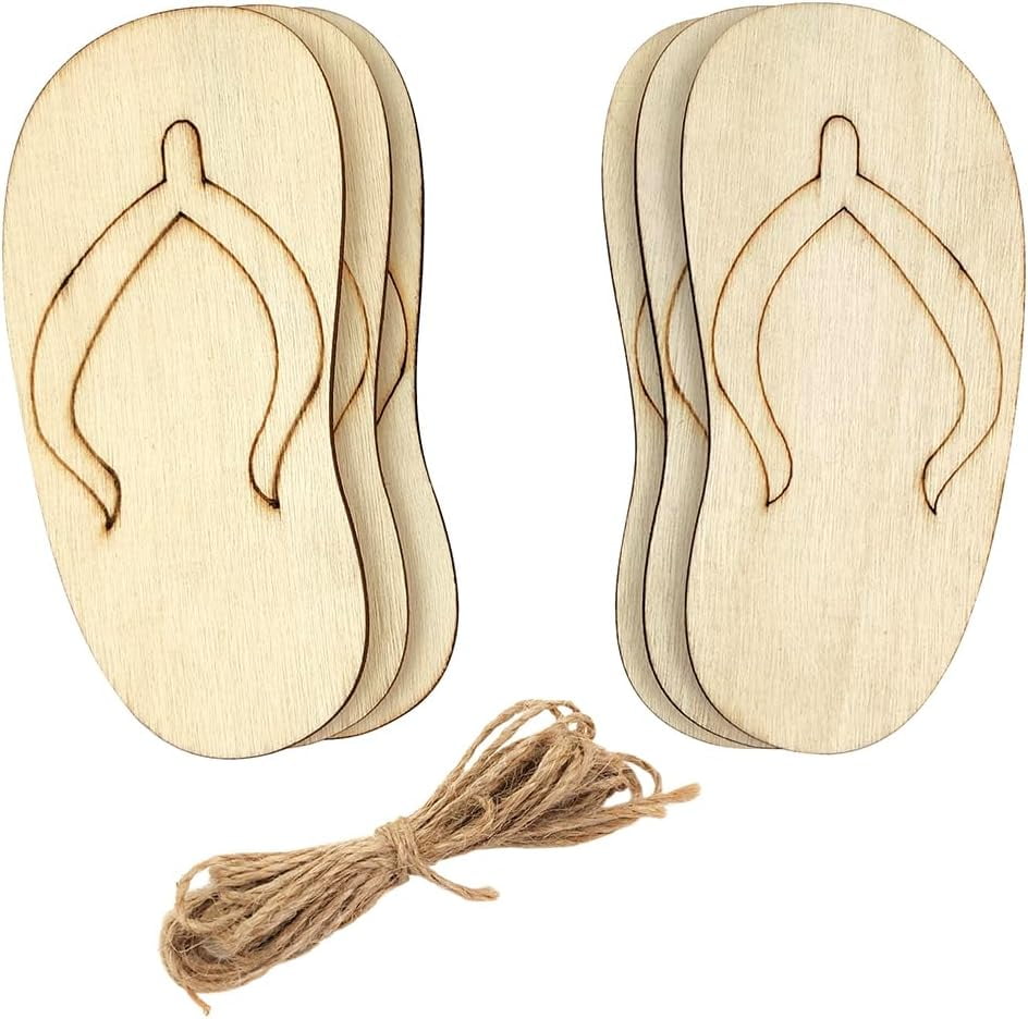 30 Pack 4 Inch Wood Flip Flop Slipper Crafts Unfinished Wood Flip Flop ...