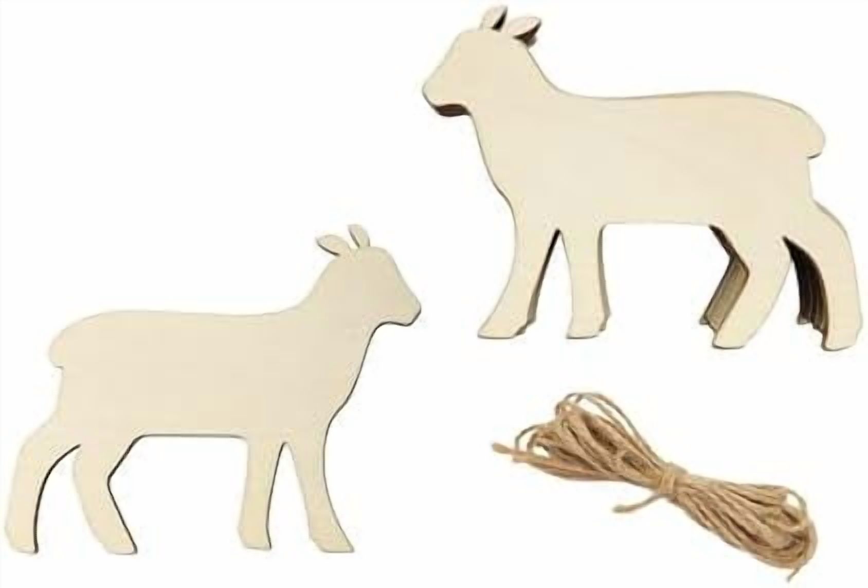30 Pack 4 Inch Wood Lamb Sheep Cutouts Unfinished Wooden Lamb Sheep ...