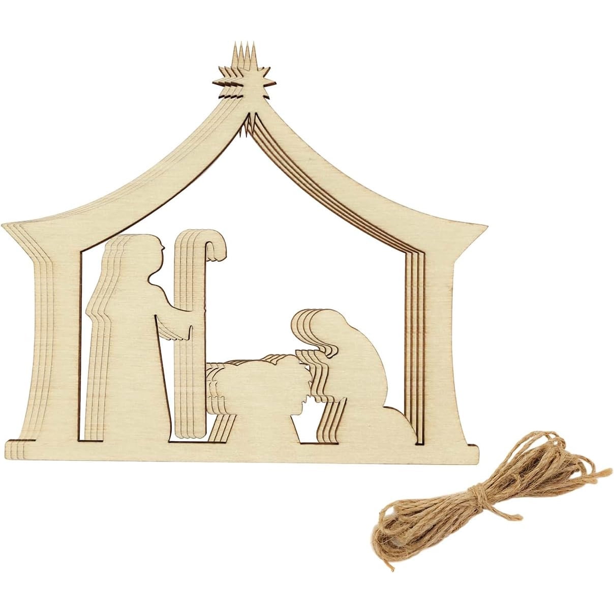 30 Pack 4 Inch Wood Nativity Cutouts Unfinished Wooden Bethlehem ...