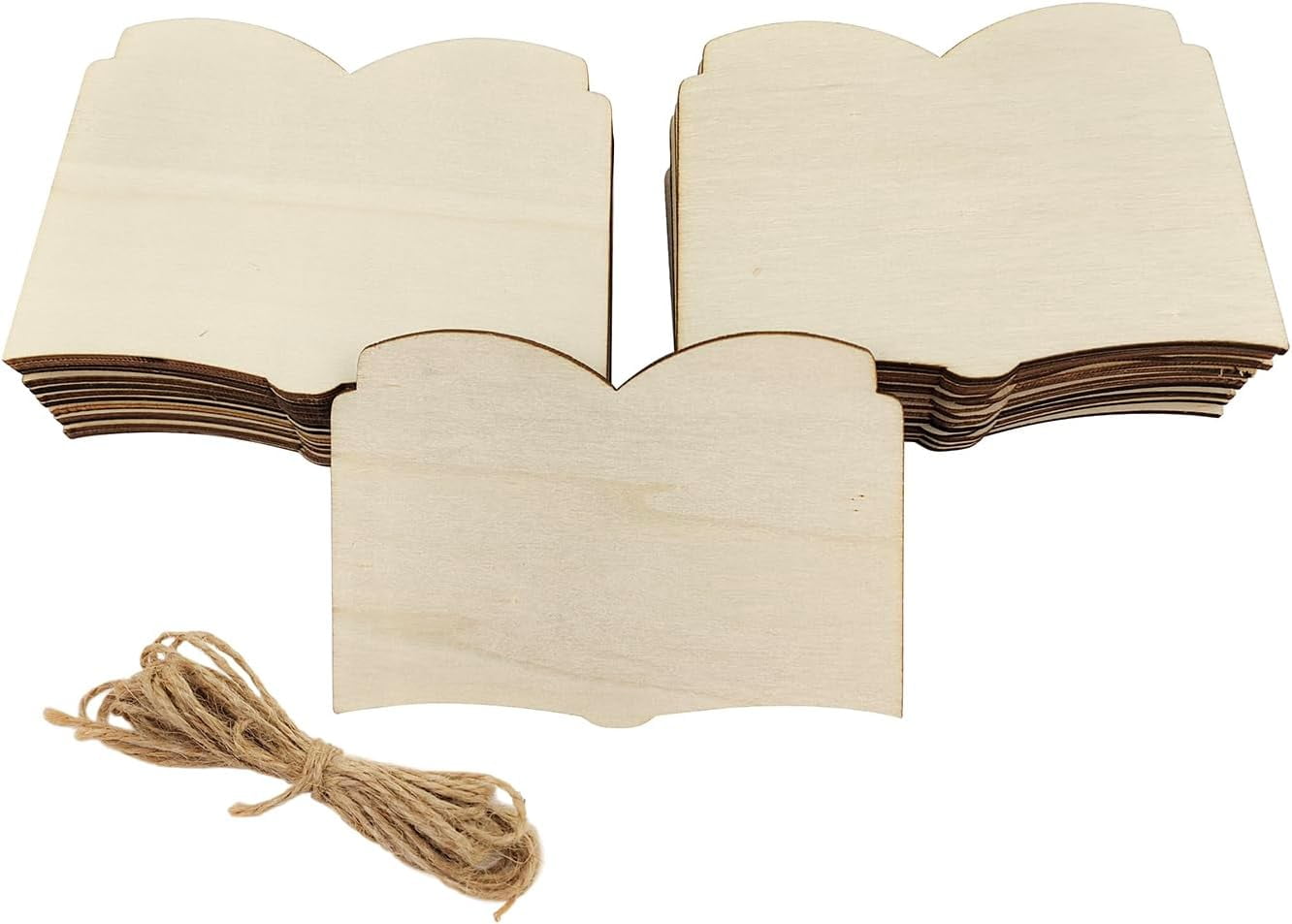30 Pack 4 Inch Wood Open Book Cutouts Unfinished Wooden Open Book ...