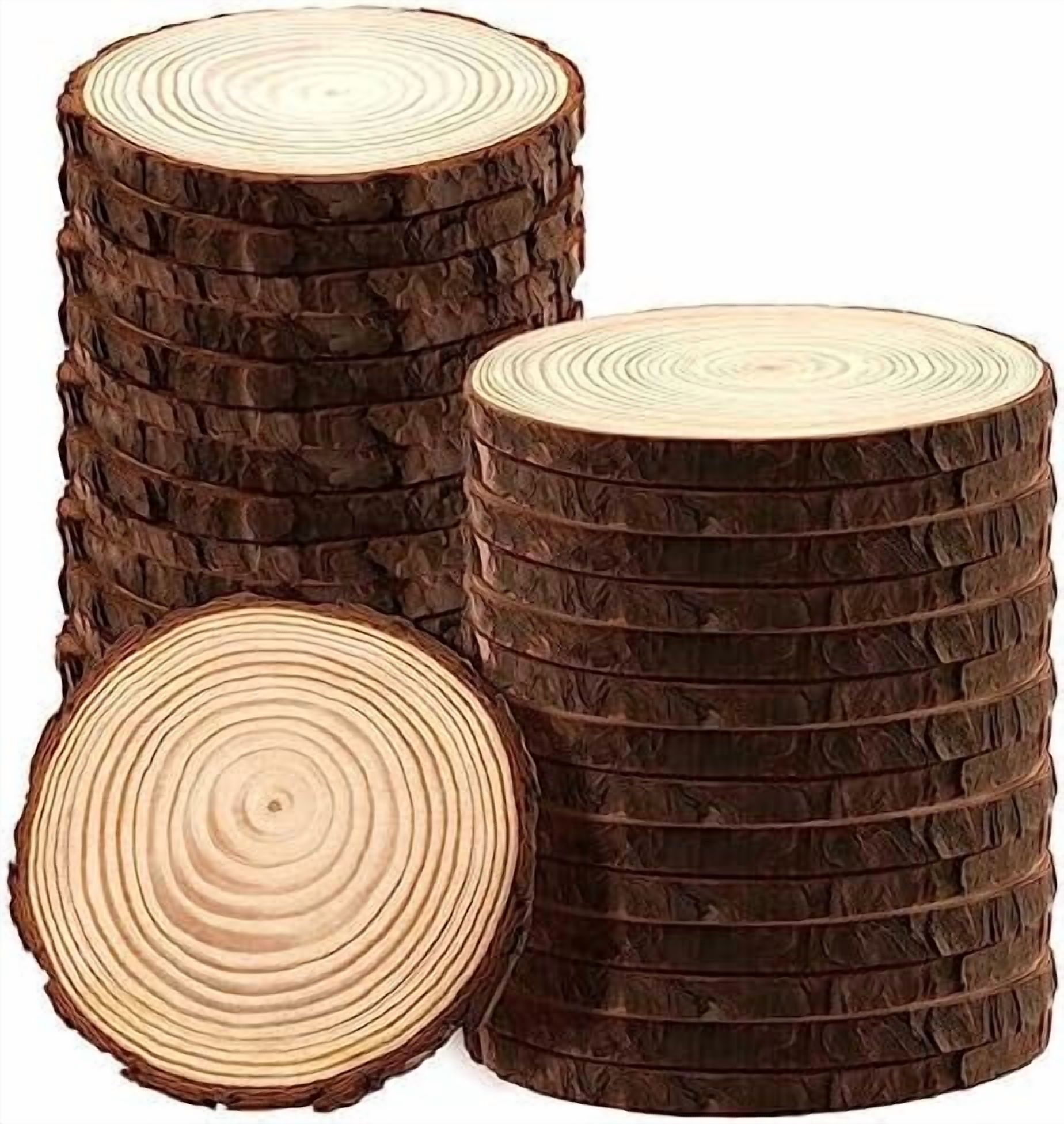 30 Pack 5-5.5 Inch Natural Wood Slices, 0.4 in Thick Wooden Circle with ...