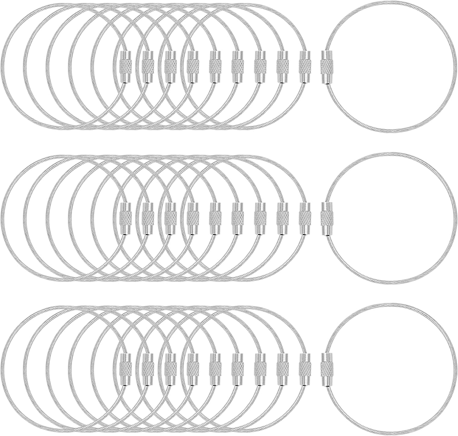 -30 Pack 6 inch Extendable Wire Keychain Cable/Luggage Tags/Loops ...