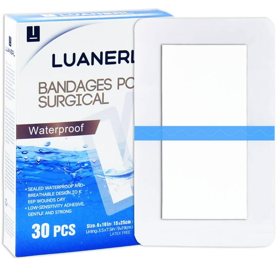 30 Pack 6"x10" Waterproof Adhesive Island Dressing for Post-Surgery ...