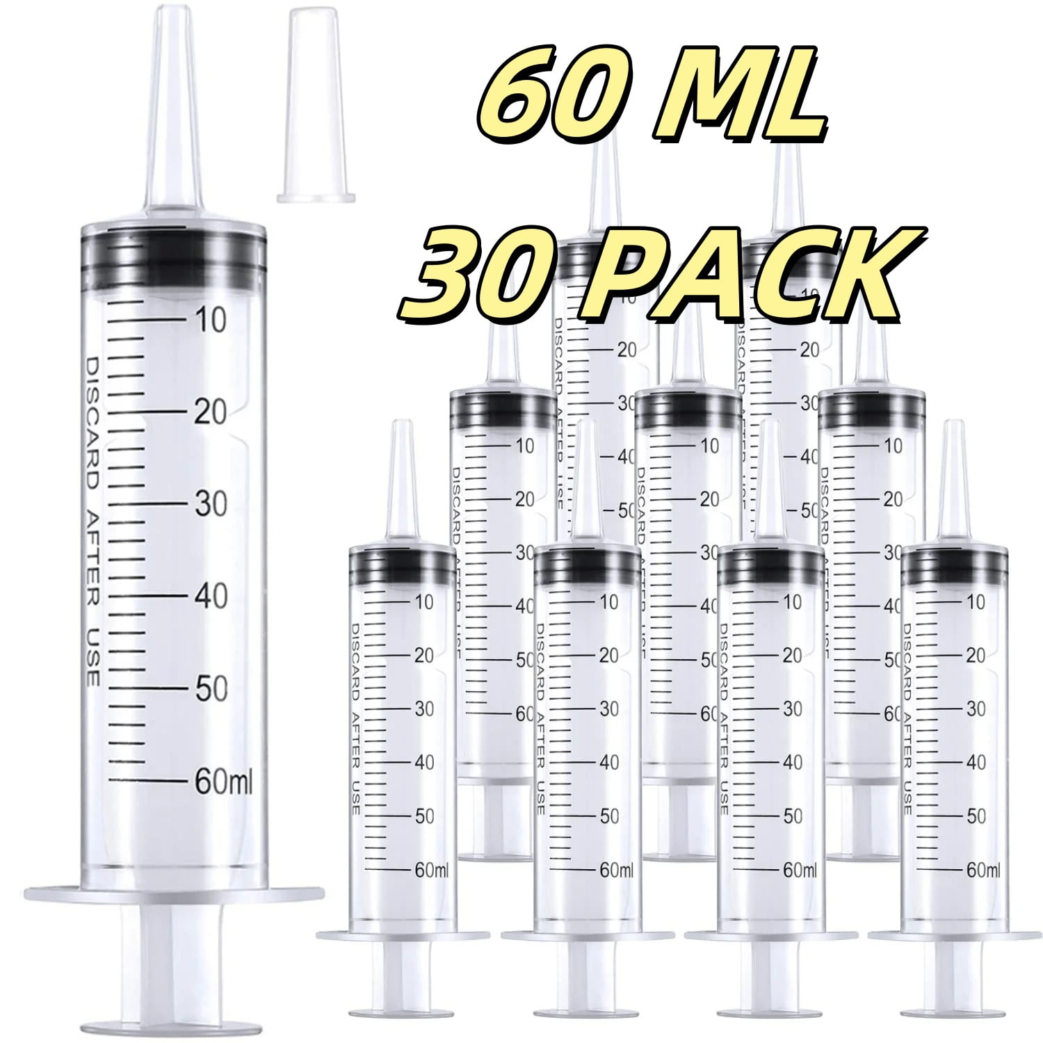 30 Pack 60ml/cc Plastic Syringe Large Syringes Tools Catheter Tip ...