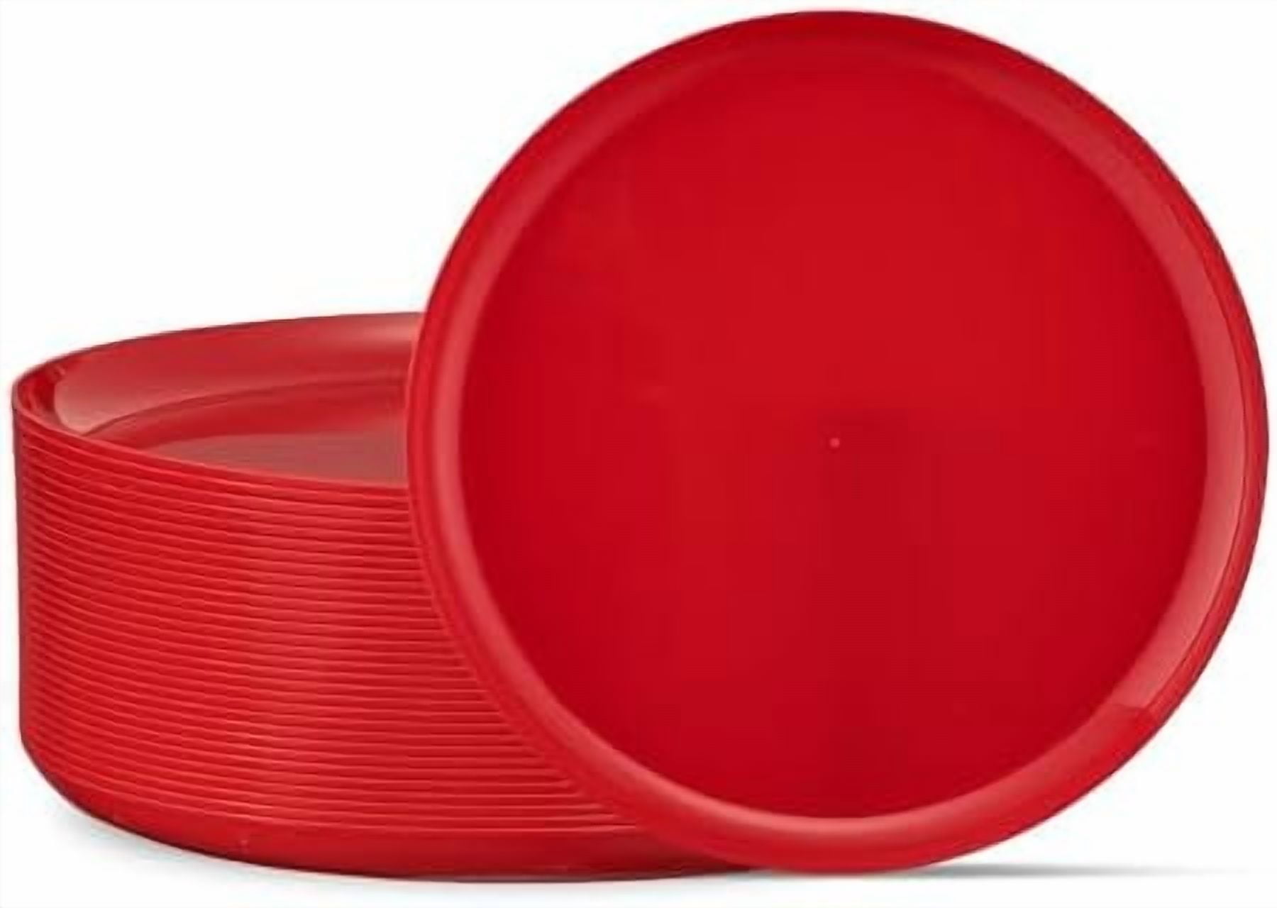 30 Pack 8.6'' Christmass Red Plastic Party Plates Edge Collection ...