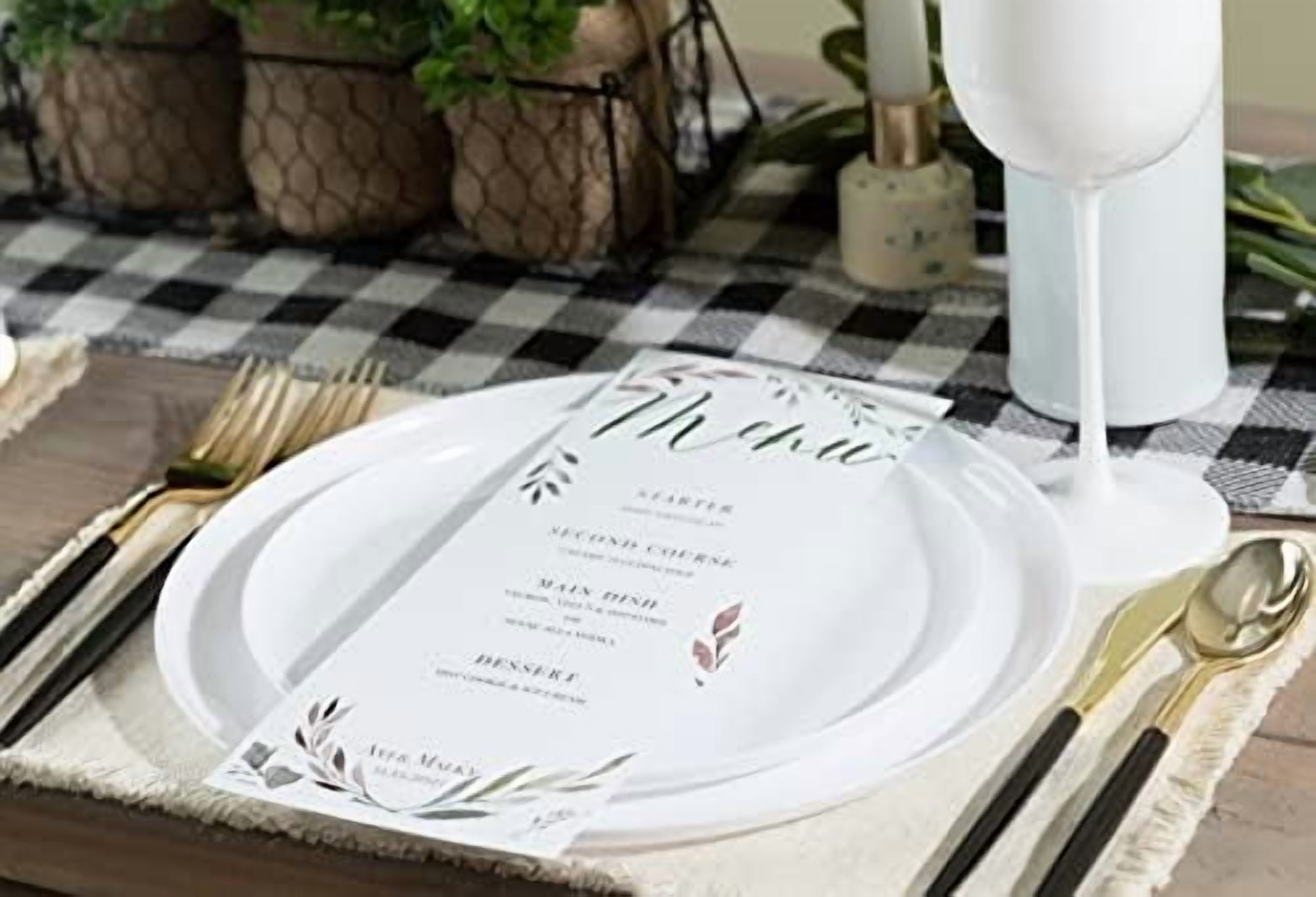 [30 Pack 8.6''] White Plastic Party Plates Edge Collection Premium ...