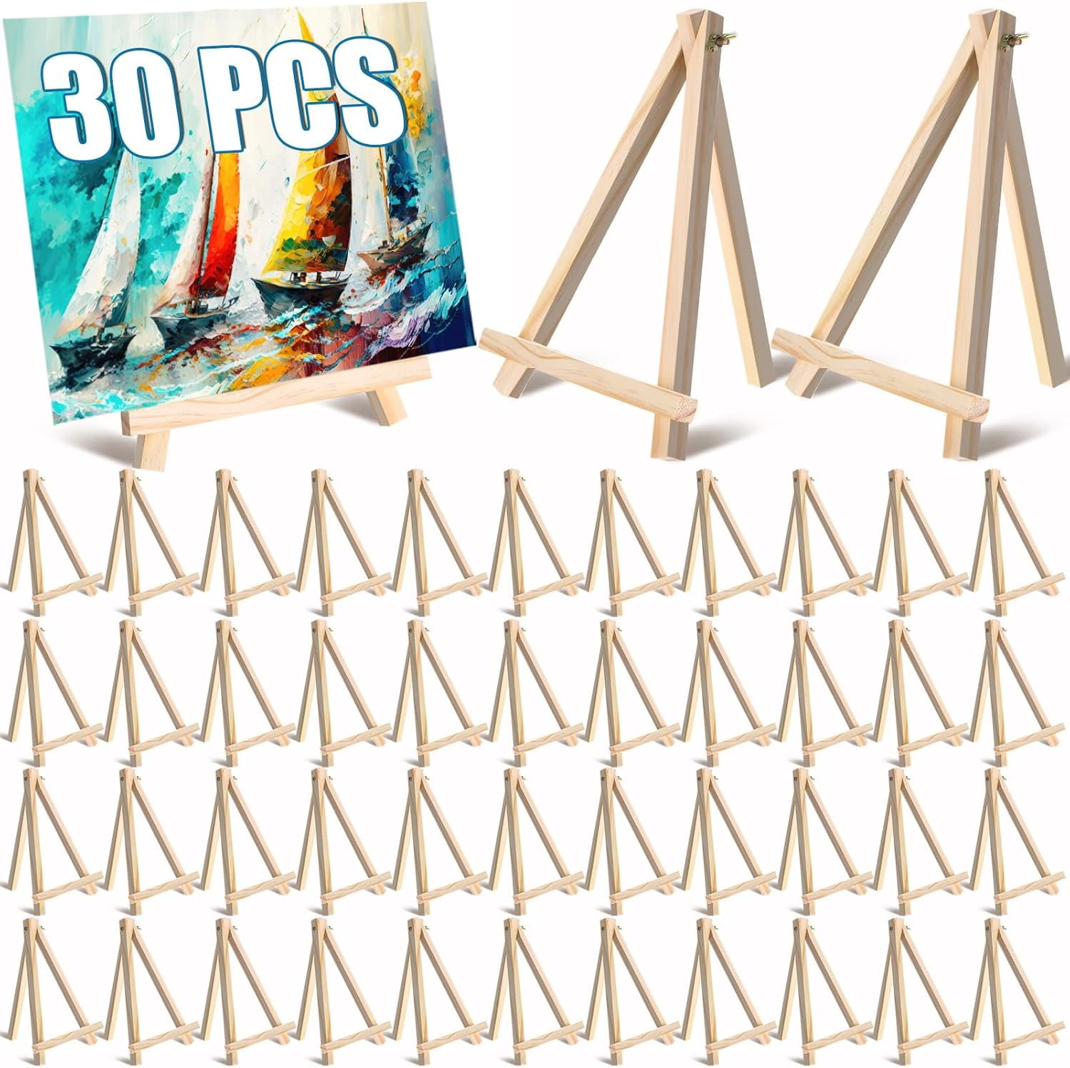 30 Pack 9 Inch Wood Easels Bulk Small Easel Stand for Painting Canvases ...