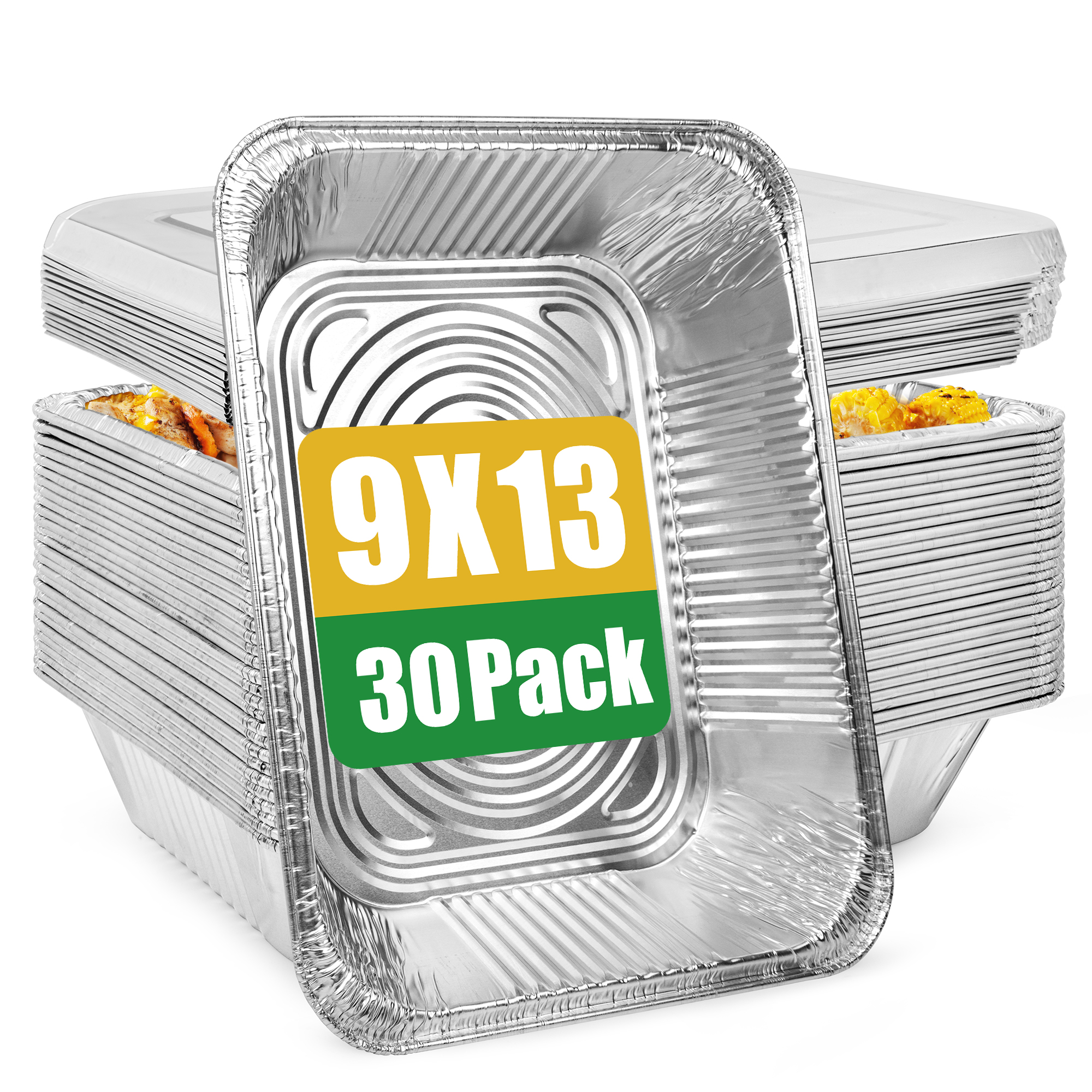 Mainstays Aluminum Meal Prep Pans with Folded Lids, 8.69 x 6.18 x 2.5 ...