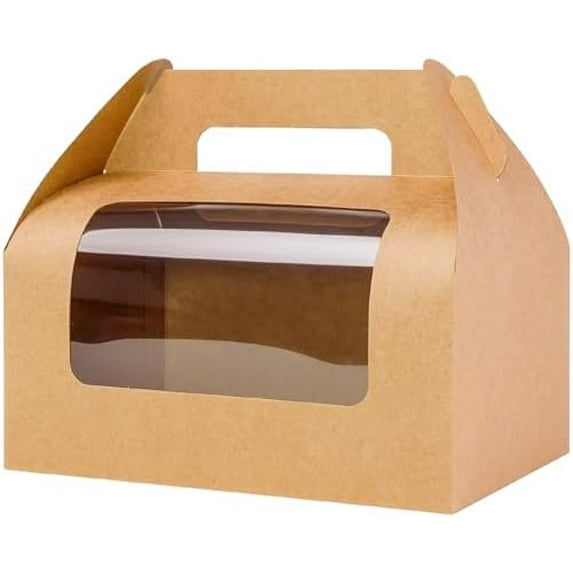 30 Pack 9x6x6 Large Windowed Gable Boxes Disposable Lunch Box Brown ...