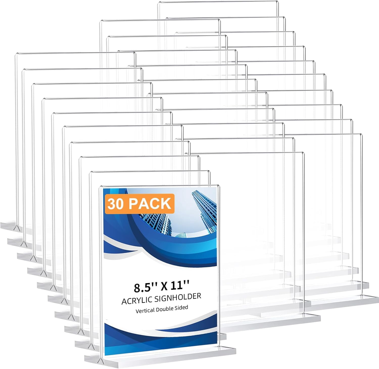 30 Pack Acrylic Sign Holder 8.5 x 11, Double-Sided Clear Sign Holder ...