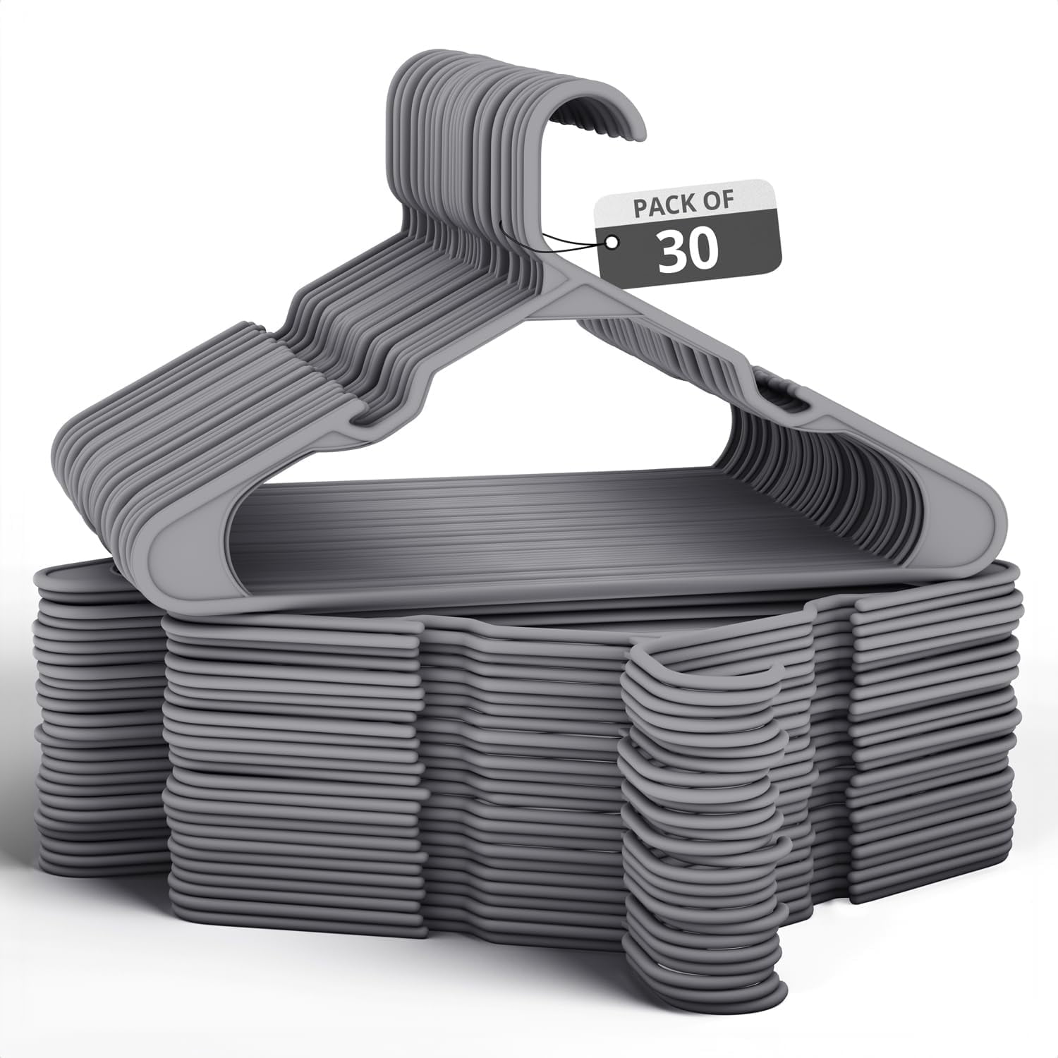 30 Pack Adult Plastic Hanger for Shirt Pants Coats Dresses Skirts Suits ...