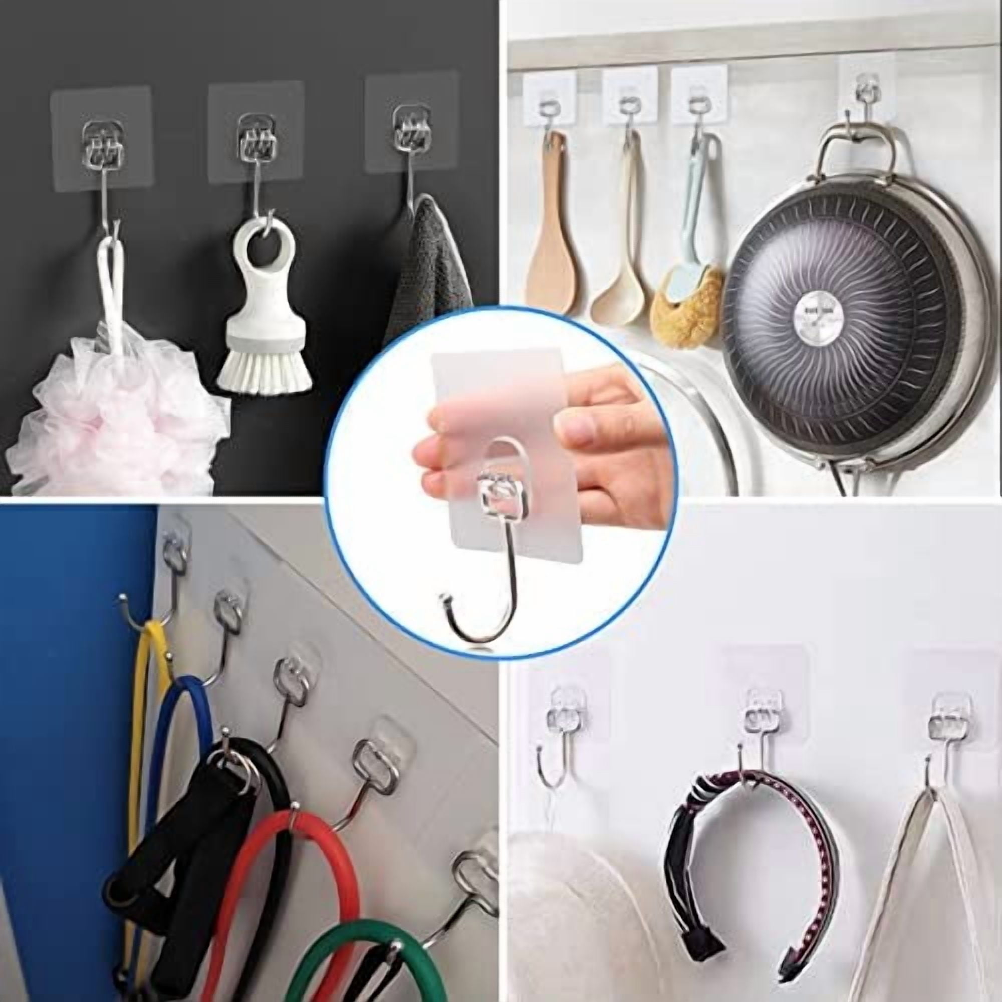 30-Pack All-Purpose Adhesive Hooks for Hanging, Wreath Door Hanger ...